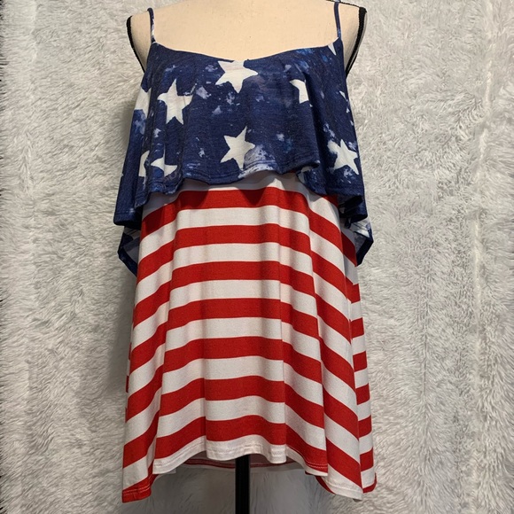 Fantastic Fawn | Tops | American Flag Patriotic July 4th Ruffle Tank ...